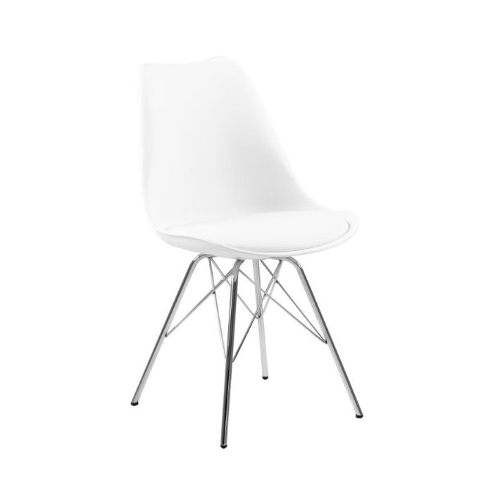 Cama Esszimmerstuhl Weiß (Beine Chrom) - Lyght Living
